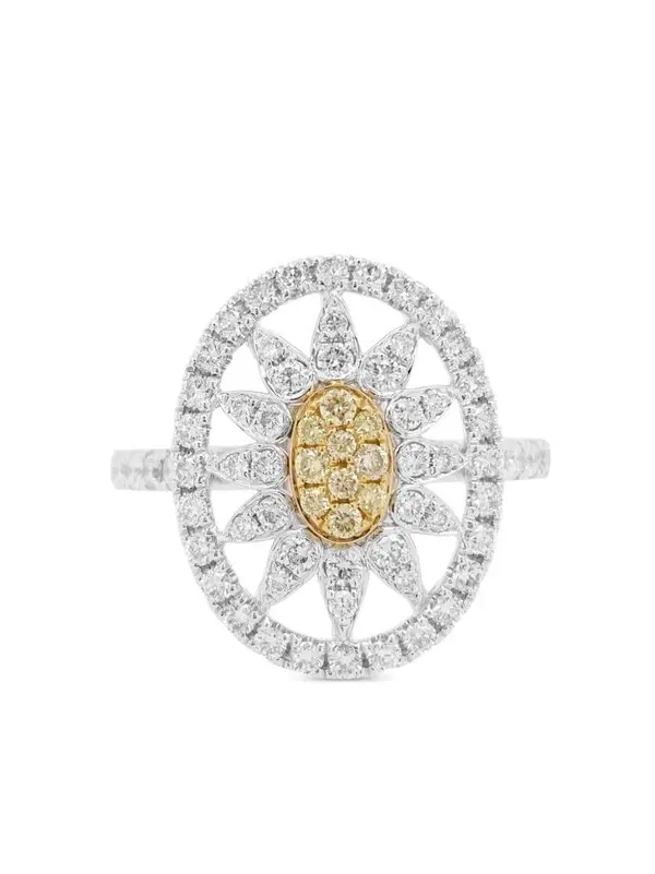 HYT JEWELRY 18kt Yellow Gold And Platinum Diamond Ring - Silver