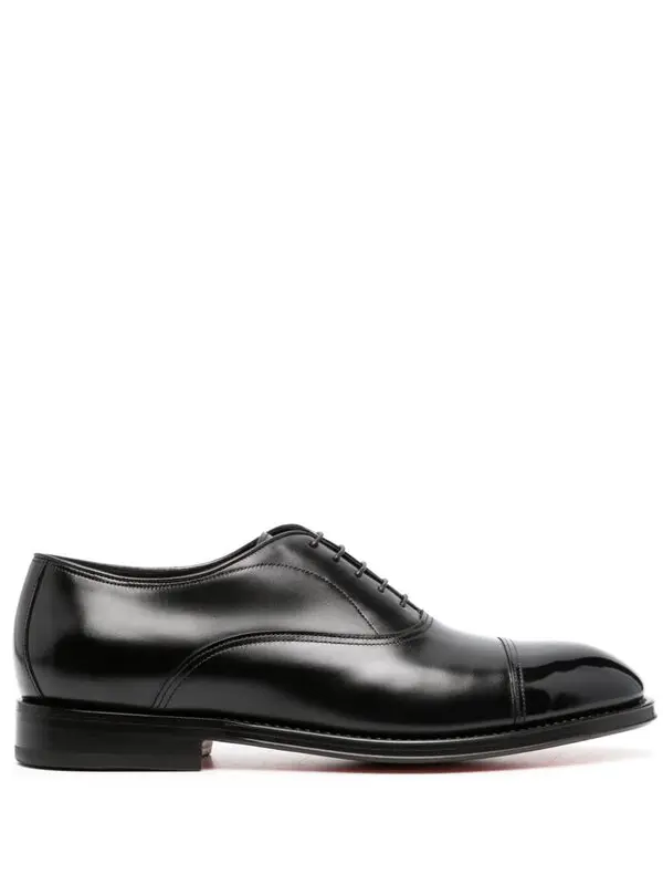 Santoni Lace-up Leather Loafers - Black