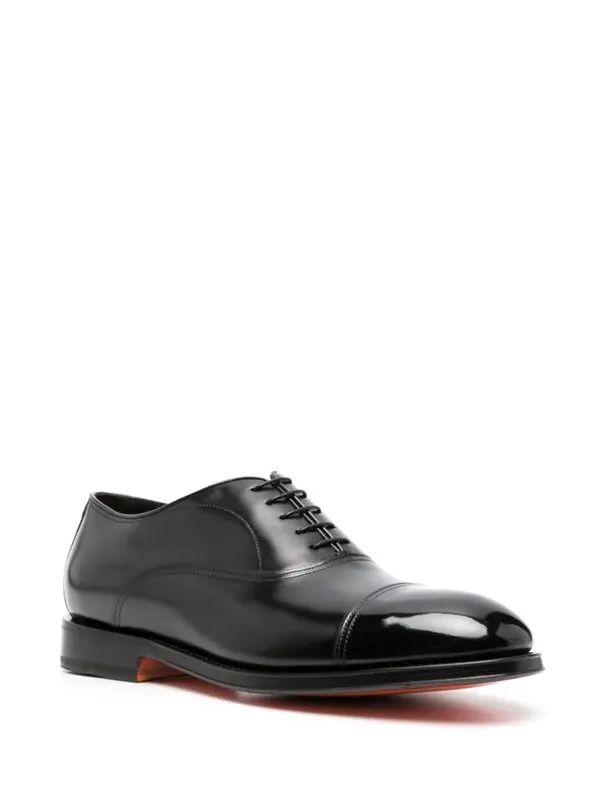 Santoni Lace-up Leather Loafers - Black