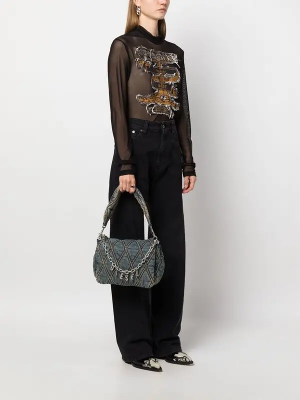 DIESEL® Charm-d Denim Shoulder Bag - Blue