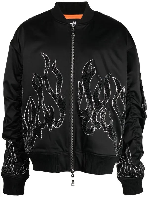 HACULLA. Flame-print Zipped Bomber Jacket