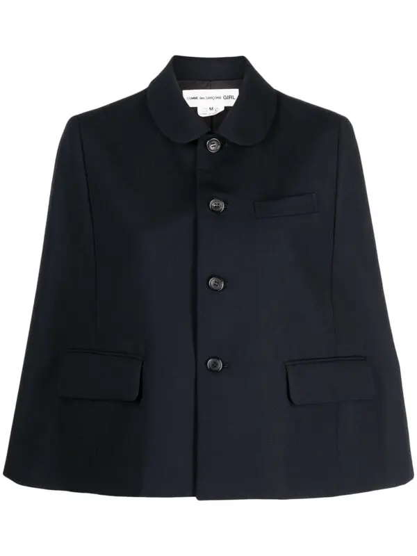 Comme Des Garçons Cape-style Single-breasted Wool Blazer