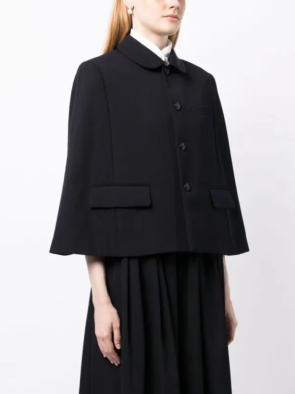 Comme Des Garçons Cape-style Single-breasted Wool Blazer