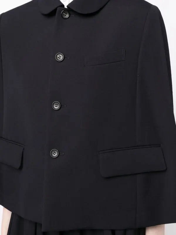 Comme Des Garçons Cape-style Single-breasted Wool Blazer