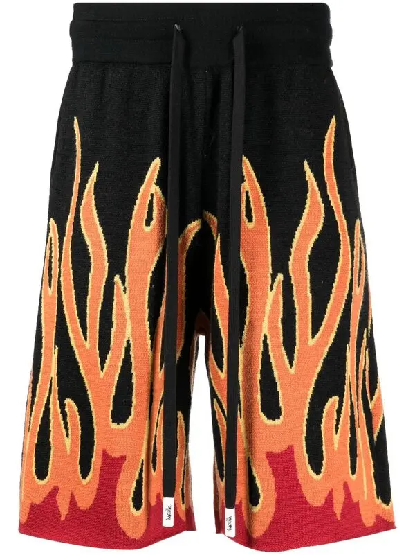 HACULLA. In Flames Intarsia-knit Shorts - Black