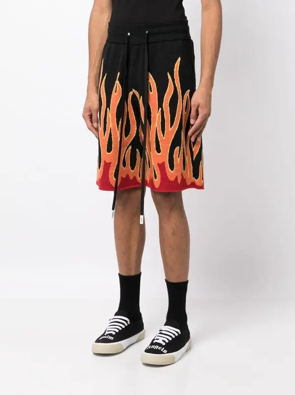 HACULLA. In Flames Intarsia-knit Shorts - Black