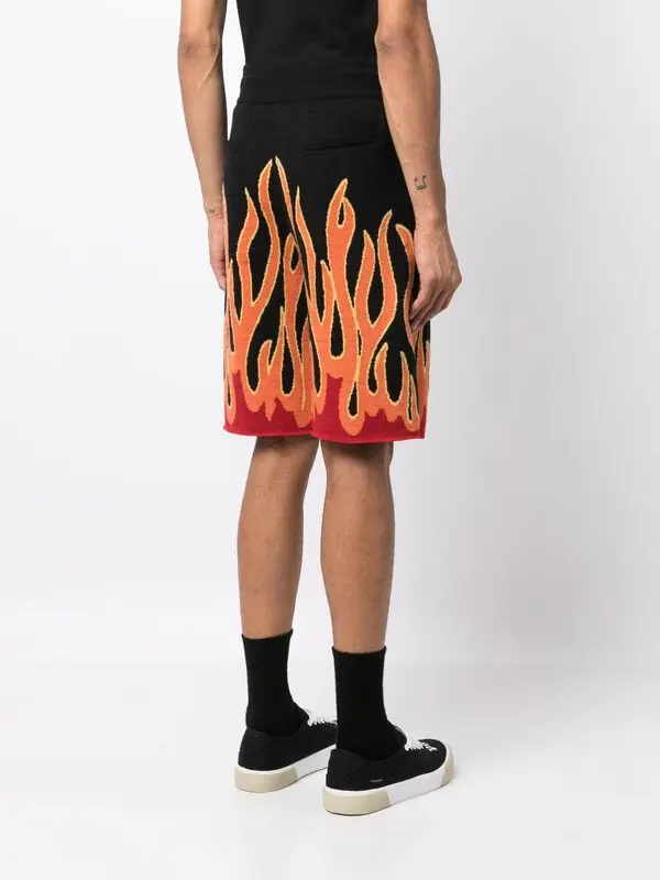HACULLA. In Flames Intarsia-knit Shorts - Black