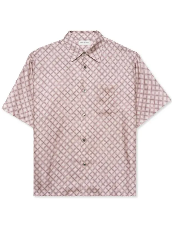 John Elliott Lozenge-print Silk Shirt