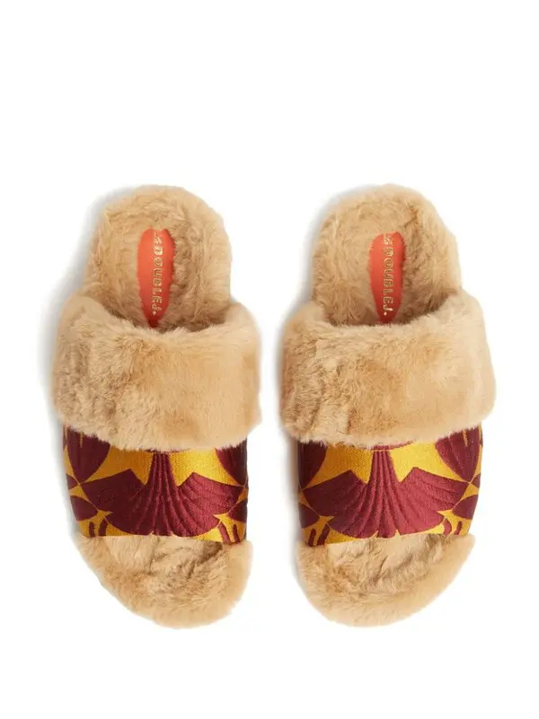 La DoubleJ Winter Jacquard Slides - Neutrals