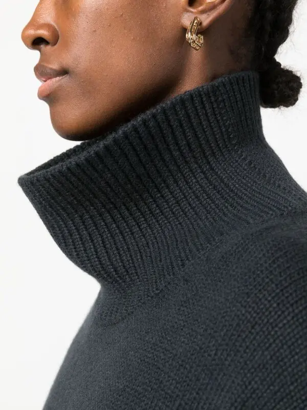 LISA YANG Funnel-neck Cashmere Jumper - Grey