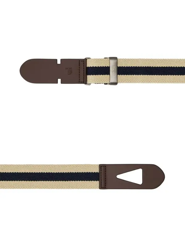 TOD'S Striped Snap-buckle Belt - Neutrals