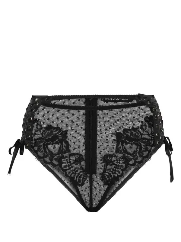 Dolce & Gabbana Lace-detailing Sheer Briefs - Black