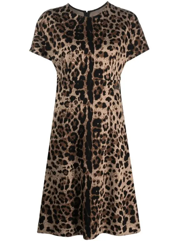 Dolce & Gabbana Leopard Jacquard Short-sleeved Dress