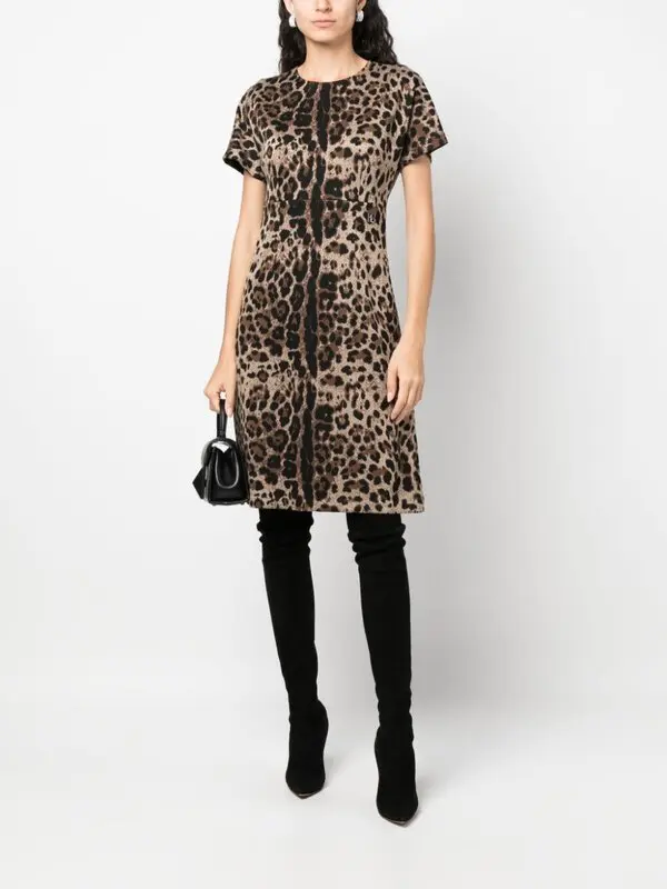 Dolce & Gabbana Leopard Jacquard Short-sleeved Dress
