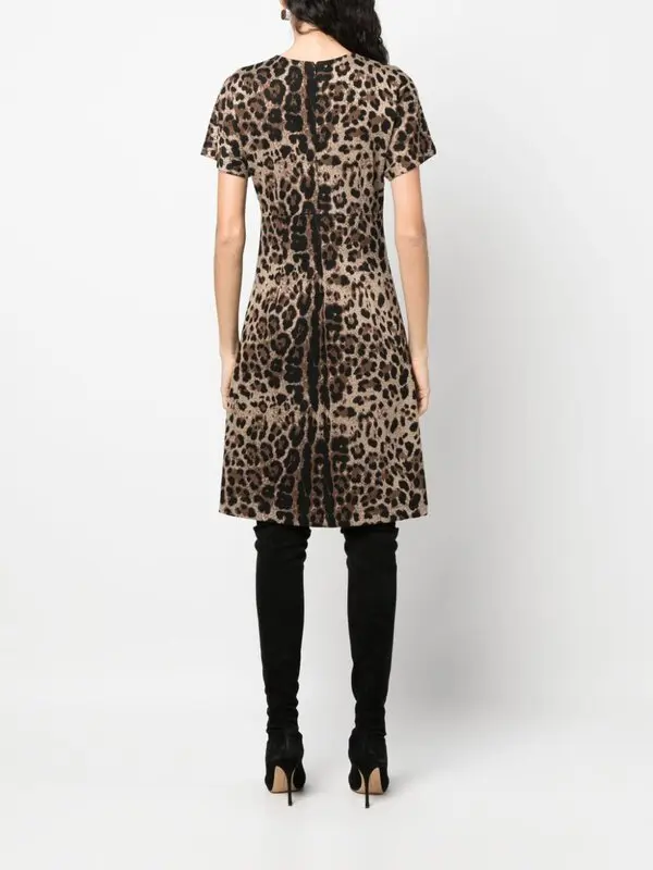 Dolce & Gabbana Leopard Jacquard Short-sleeved Dress