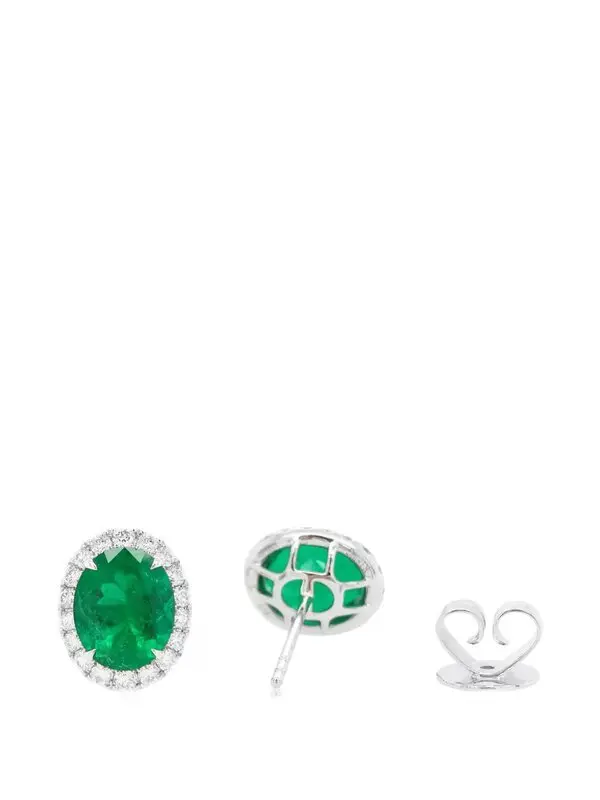 HYT JEWELRY Emerald And Diamond Earrings - Silver