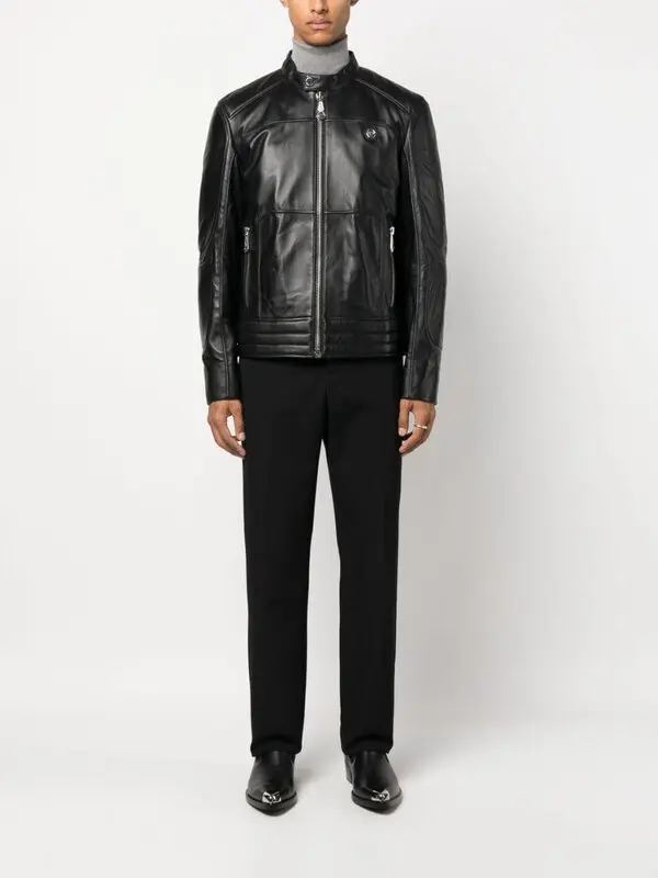 Philipp Plein Padded Leather Biker Jacket
