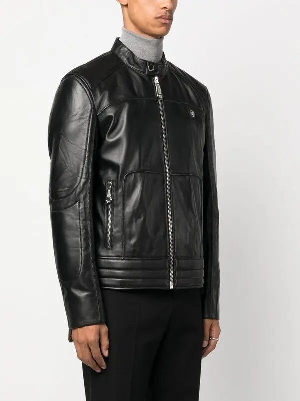 Philipp Plein Padded Leather Biker Jacket