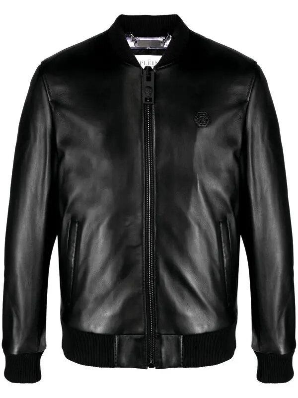 Philipp Plein Skull&bones Leather Jacket