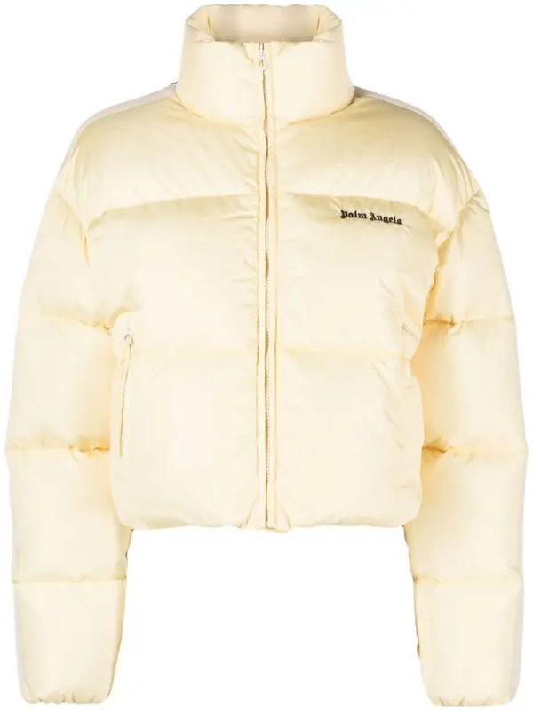 Palm Angels Logo-embroidered Puffer Jacket - Yellow