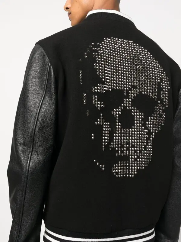 Philipp Plein Studded-skull Bomber Jacket - Black