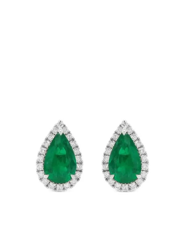 HYT JEWELRY Earrings With Emerald And Diamond - Silver