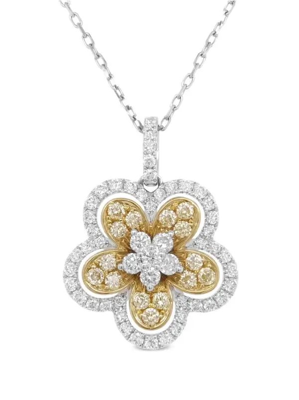 HYT JEWELRY 18kt Yellow Gold And Platinum Diamond Necklace - Silver