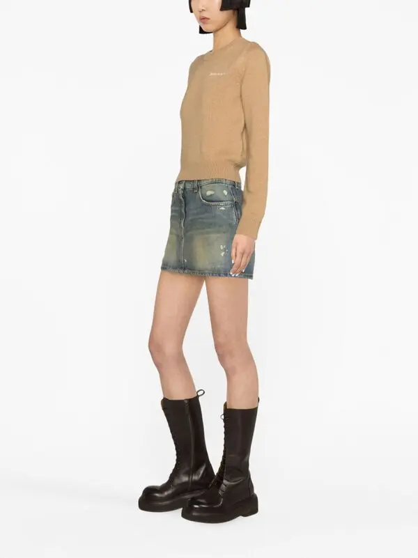 Palm Angels Logo-embroidered Merino-blend Jumper - Neutrals