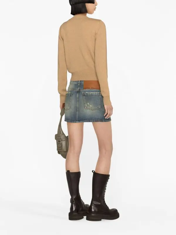 Palm Angels Logo-embroidered Merino-blend Jumper - Neutrals