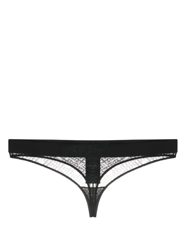Palm Angels Logo-waistband Lace Thong - Black