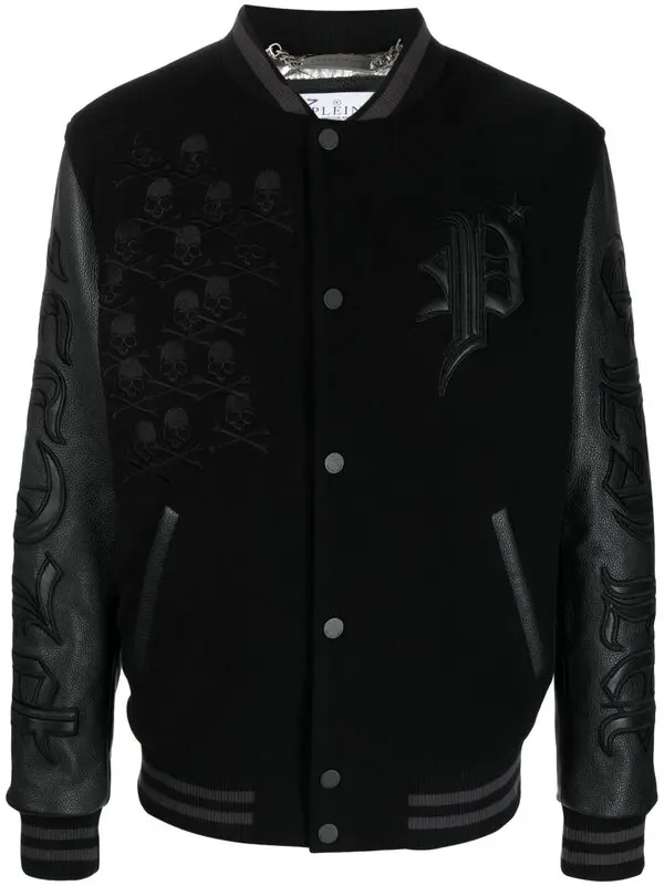Philipp Plein Gothic Logo Varsity Jacket - Black