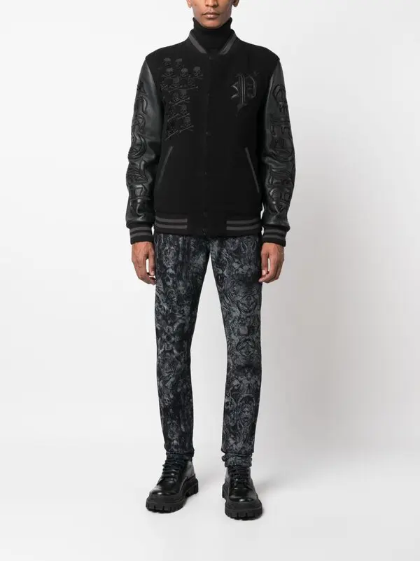 Philipp Plein Gothic Logo Varsity Jacket - Black