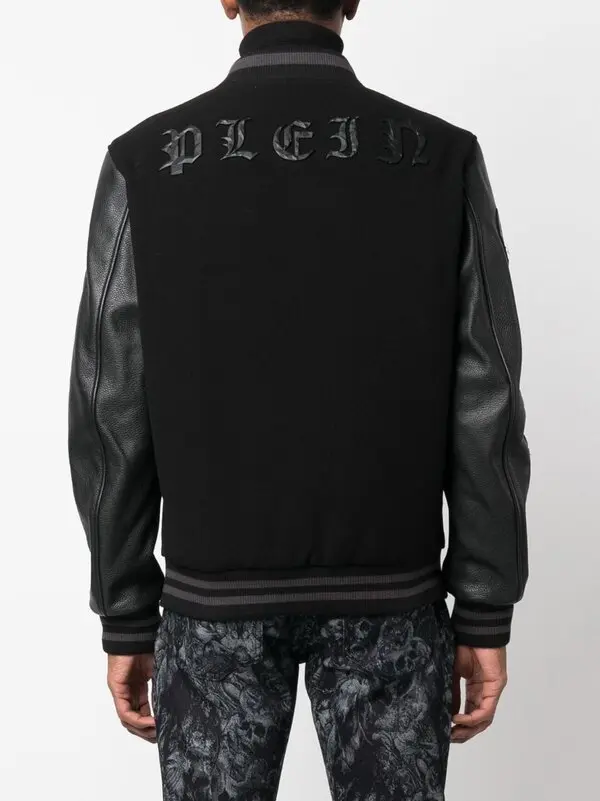Philipp Plein Gothic Logo Varsity Jacket - Black