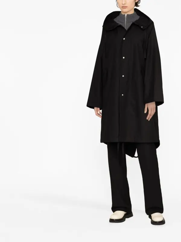 JIL SANDER Logo-print Cotton Mid-length Coat - Black