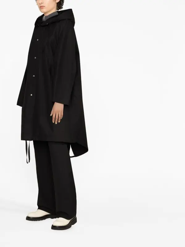 JIL SANDER Logo-print Cotton Mid-length Coat - Black