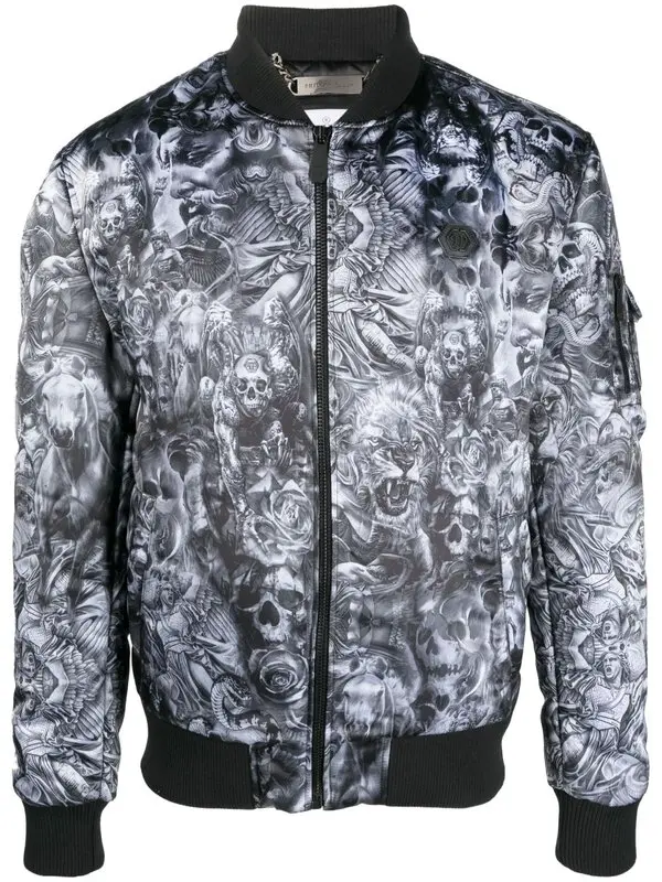 Philipp Plein Tattoo Print Bomber Jacket