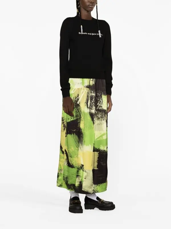 Palm Angels Sunsets-embroidered Merino-blend Jumper