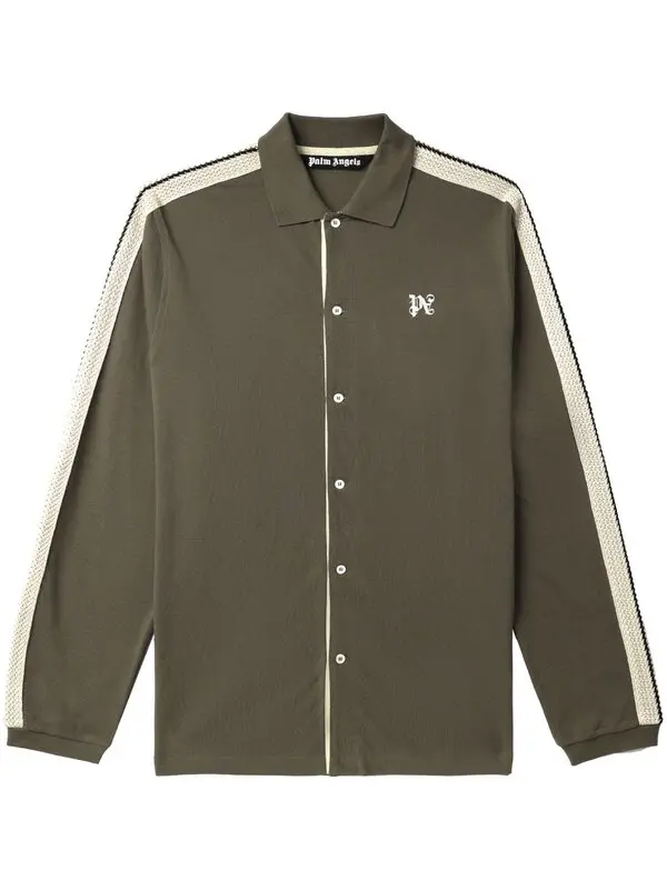 Palm Angels Monogram-embroidered Cotton Shirt - Brown
