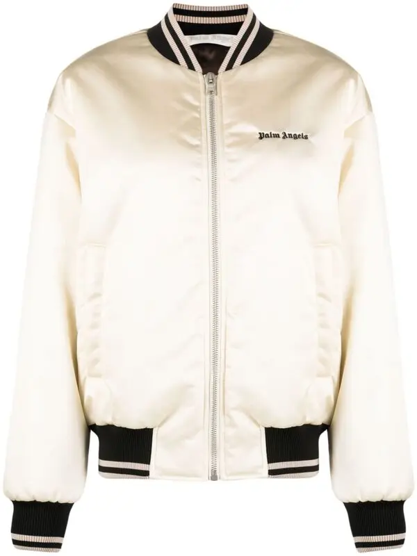 Palm Angels Logo-print Bomber Jacket - Neutrals