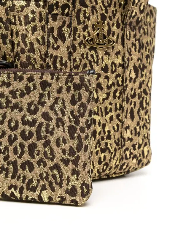 Vivienne Westwood Small Murray Leopard-Jacquard Tote Bag In Brown 