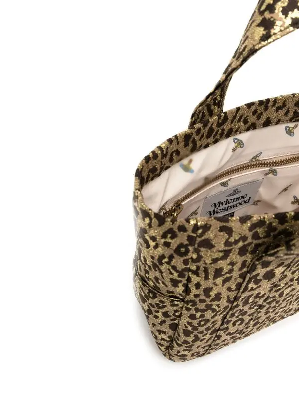 Vivienne Westwood Small Murray Leopard-Jacquard Tote Bag In Brown