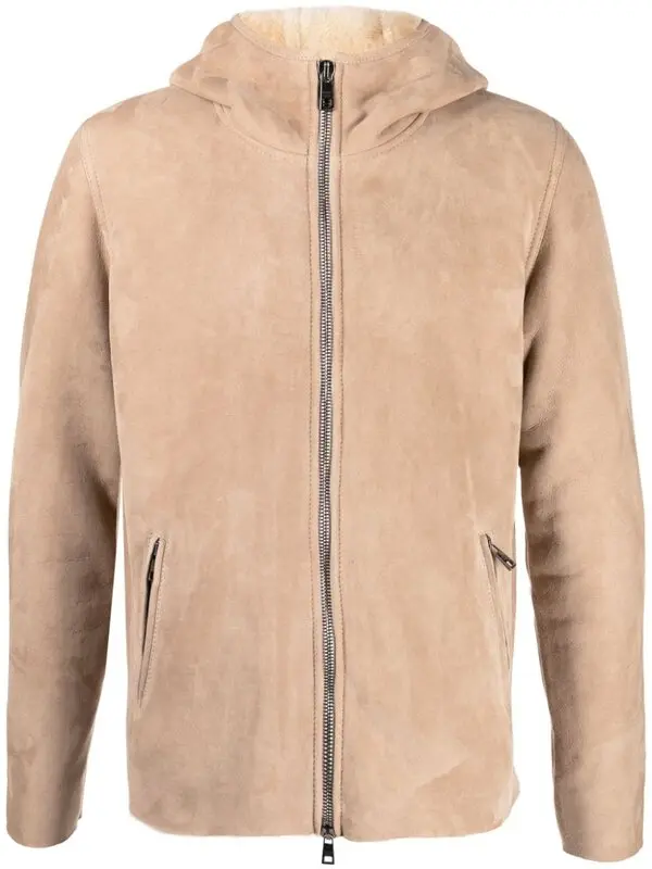 GIORGIO BRATO Suede Hooded Jacket - Neutrals
