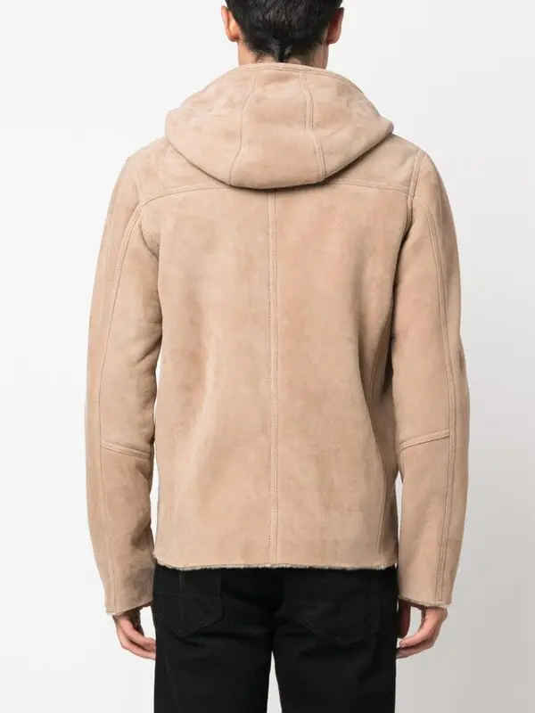 GIORGIO BRATO Suede Hooded Jacket - Neutrals