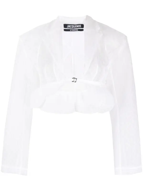 Jacquemus La Veste Dentelle Cropped Jacket - White