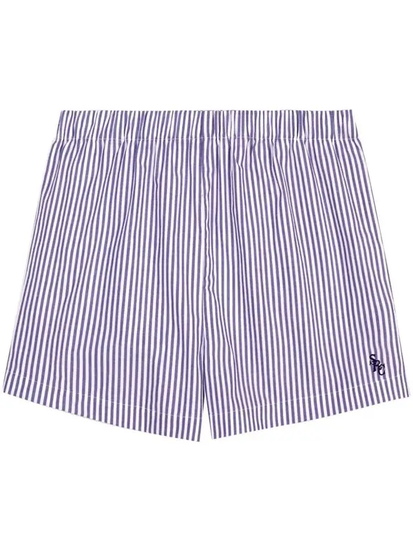 Sporty & Rich Striped Poplin Shorts
