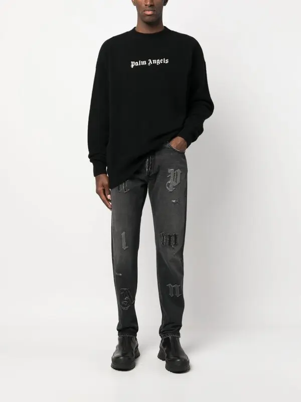 Palm Angels Logo-embroidered Jumper - Black