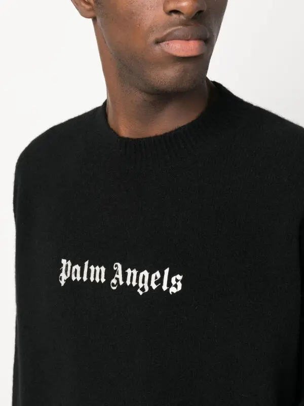 Palm Angels Logo-embroidered Jumper - Black