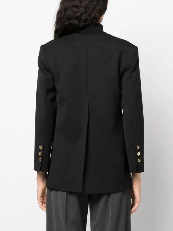 Patou Collarless Double-breasted Blazer - Black