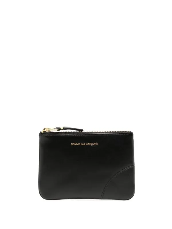 Comme Des Garçons Logo-print Top-zip Leather Wallet - Black