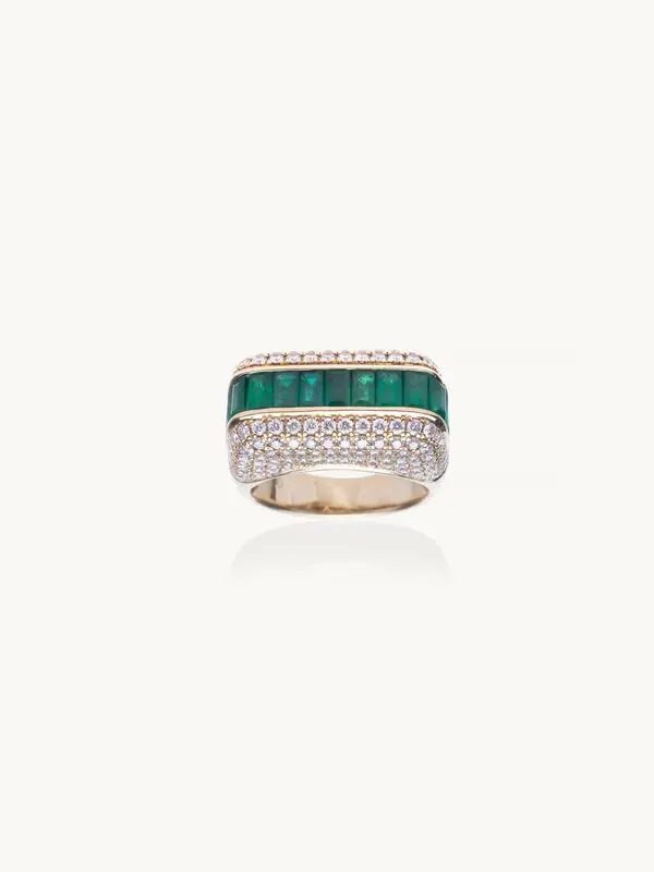 RAINBOW K Empress Ring - 18k Yellow Gold,diamonds,emeralds